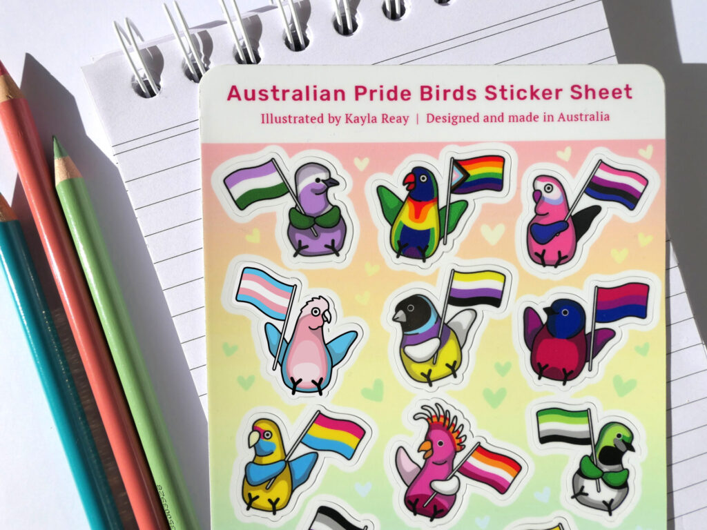 Australian Lgbt+ Pride Birds Vinyl Sticker Sheet - BirdLife Australia